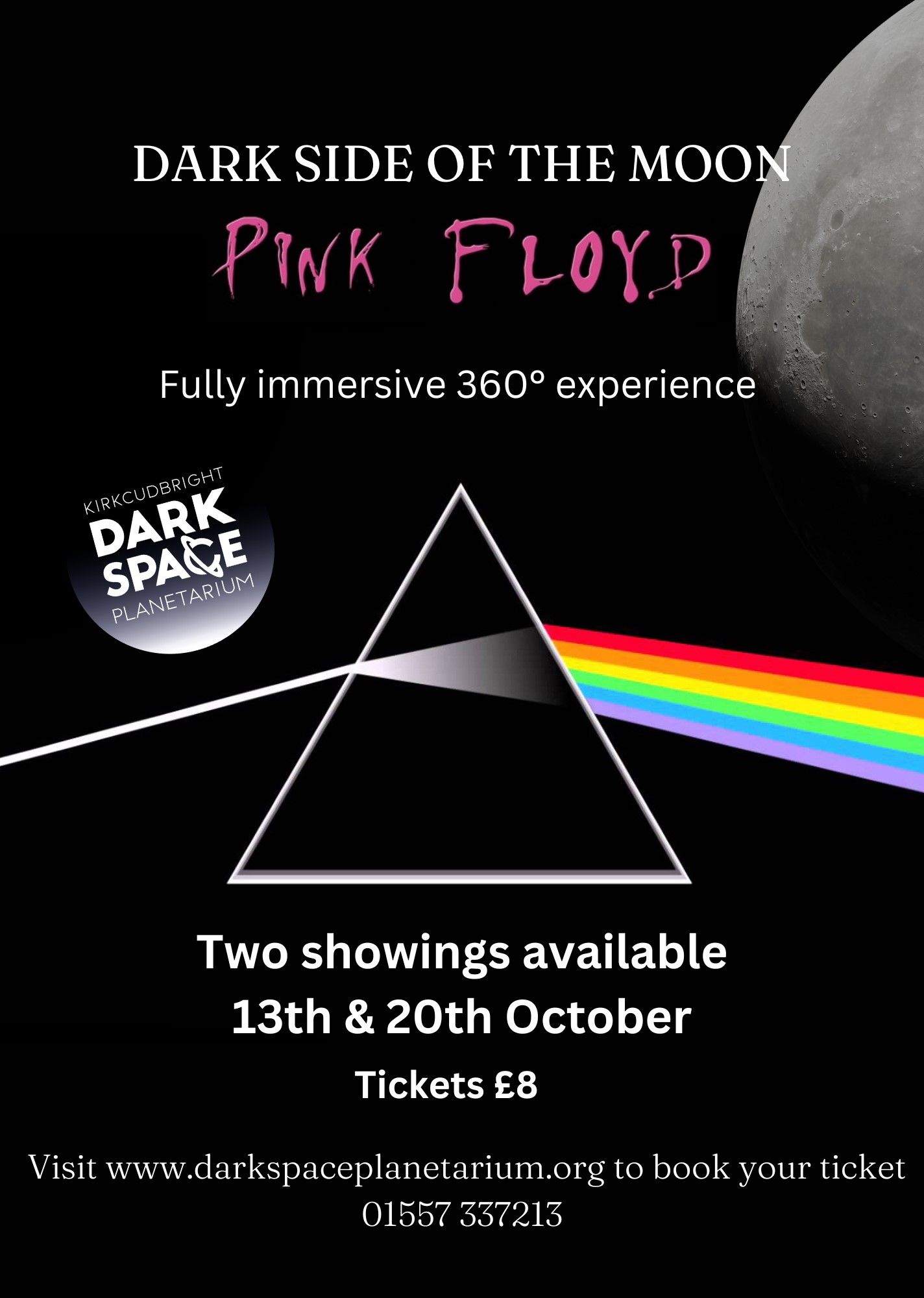 Pink Floyd’s The Dark Side Of The Moon 50 Year Anniversary – Kirkcudbright Dark Space Planetarium